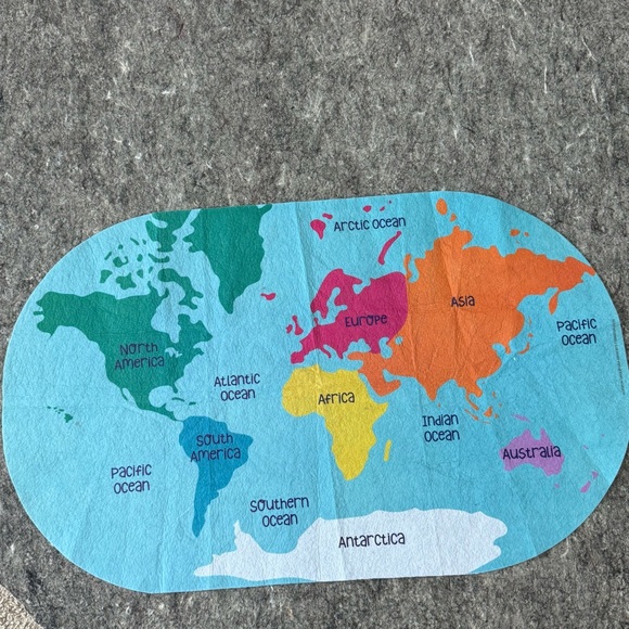 Toys | Kids World Map Felt Learning Mat Geography Continents ...